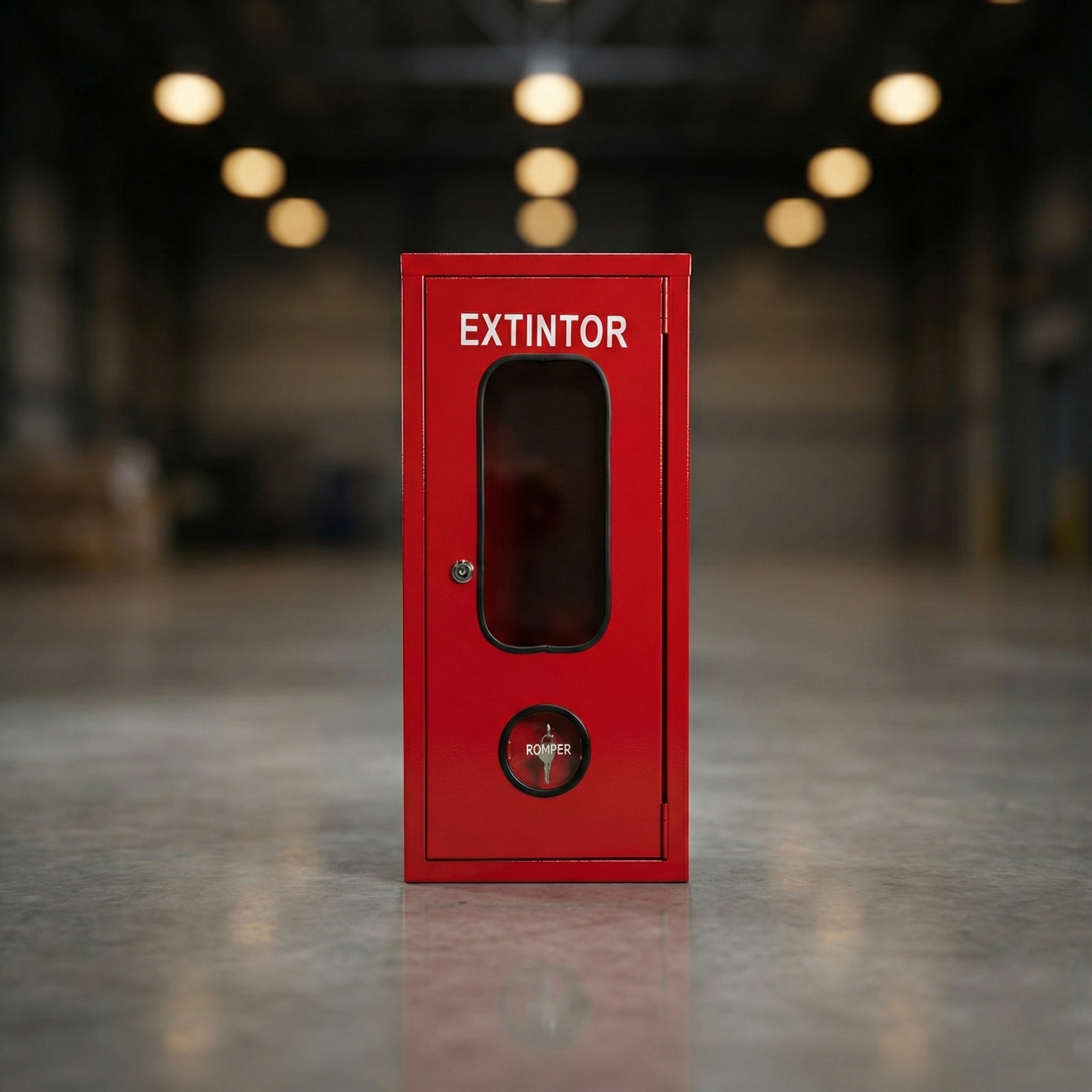 Gabinete Metálico para extintor PQS de 4 o 6 kg con llave de seguridad